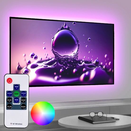 Led strips voor de achter de TV compleet met afstandsbediening